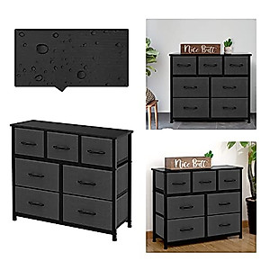 AZL1 Life Concept Storage Organizer 7-Drawer Closet Shelves, Sturdy Steel Frame Wood Top with Easy Pull Fabric Bins for Clothing, Dark Grey
