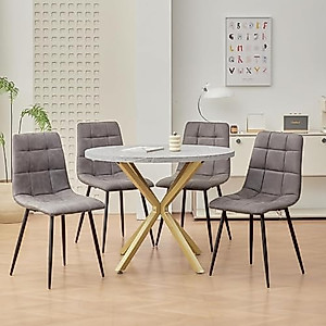 Leisure Coffee Table Modern Marble Effect Table Top Golden Iron Art Mid-Century White Tulip Table Metal Base Pedestal Table for Kitchen Restaurant Living Room Side Table (Color : Grey/Grey)