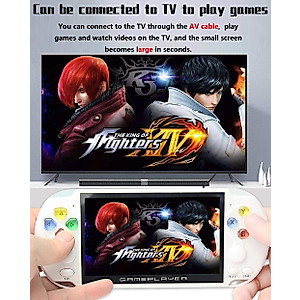 CZT 5.1-inch multi-function video game console color crystal buttons built-in 9600 games MP3MP4 lithium battery game archive AV OUT DV/DC hand-held gaming device (White)