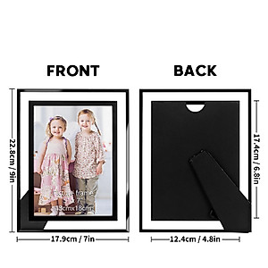Serwrsw Glass Picture Frame for 5x7 inch Photo, 4 Pack Clear Frame with Black Stripe Decor, Vertical or Horizontal on Tabletop