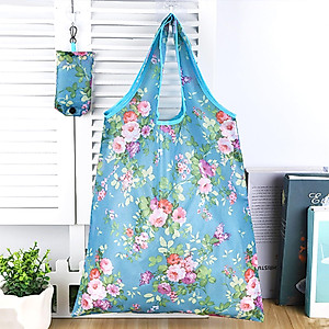 Merkaunis 35 Pack Reusable Floral Grocery Bags Foldable Grocery Bags Machine Washable Bags Grocery Bags Reusable Shopping Bags Waterproof Reusable Grocery Bags Packable Shopping Bags for Shopping