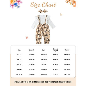 YENTAKE Newborn Baby Girl Clothes Infant Romper Ruffle Long Sleeve One Piece Jumpsuit Floral Bodysuit Fall Outfits with Headband (White, 3-6M)