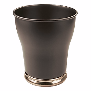 mDesign Decorative Metal Small Trash Can Wastebasket, Garbage Container Bin - for Bathrooms, Powder Rooms, Kitchens, Home Offices - Modern Curved Design - Pearl Bronze/Champagne