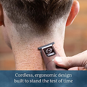 Oster Professional Cordless Hair Trimmer with Rechargeable Battery and Ergonomic Design, T-Finisher T-Blade Trimmer, Burgundy