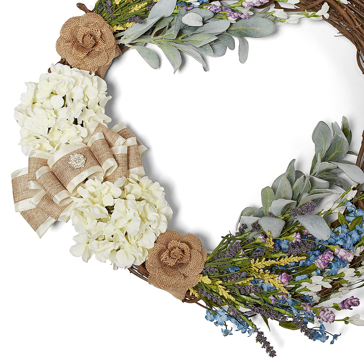 VADCAD Front Door Wreath - Farmhouse 24 Inch All Season – Artificial Flowers – Welcome Wreath – Farmhouse Décor for The Home – Modern Home Décor