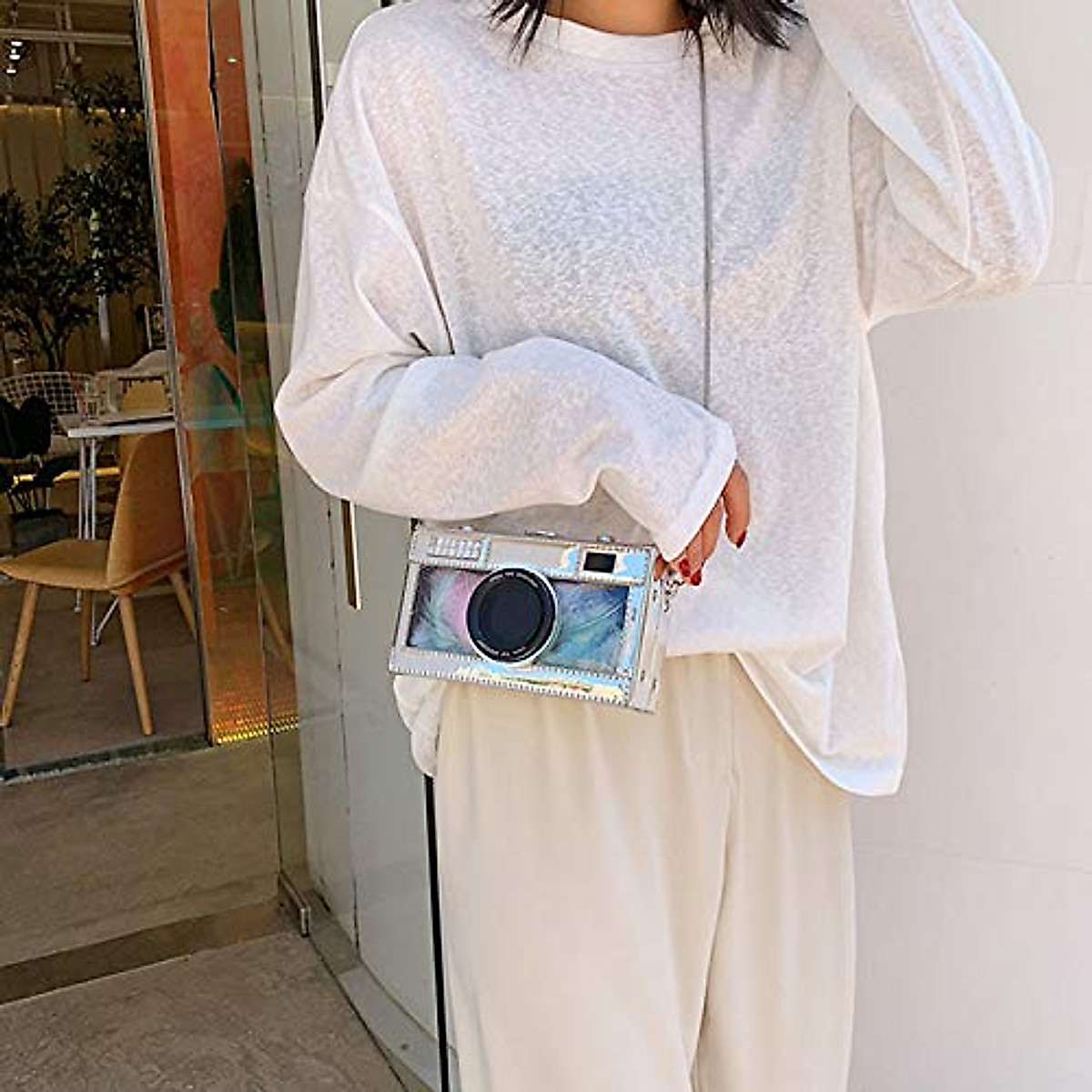 Rebecca US Rebecca Women Retro Radio Shape Crossbody Bag PU Leather Vintage Top Handle Handbag Purse (X-White)