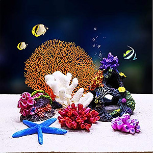 Danmu 1Pc of Polyresin Coral Ornaments, Aquarium Coral Decor for Fish Tank Aquarium Decoration 3 7/10" x 2 1/2" x 2 4/5"
