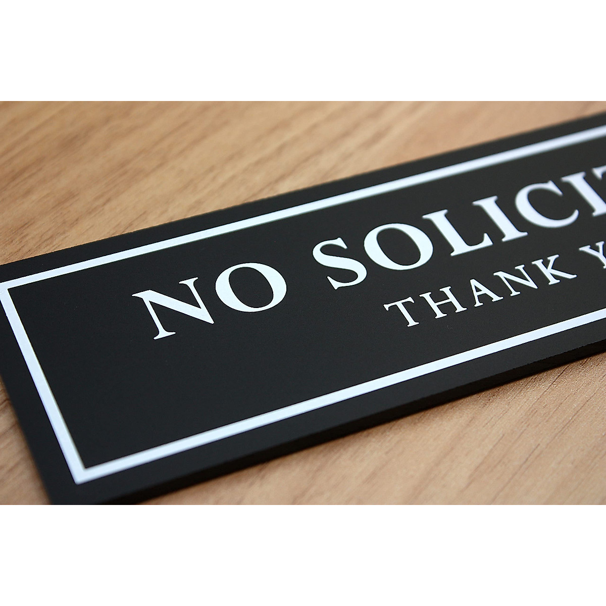 Kubik Letters Original No Soliciting Sign for House (with Strong Adhesive Tape) - No Soliciting Signs for Home - No Solicitors Sign for Front Door - No Solicitation Sign for Business - Black 120 mil