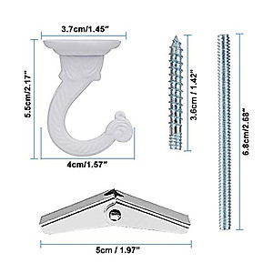 OOTSR Metal Ceiling Hook, Heavy Duty Ceiling Hook and Chain Extension for Hanging Plants/Chandeliers/Clothes/Indoor & Outdoor Use, White Color, 36 inches Chain