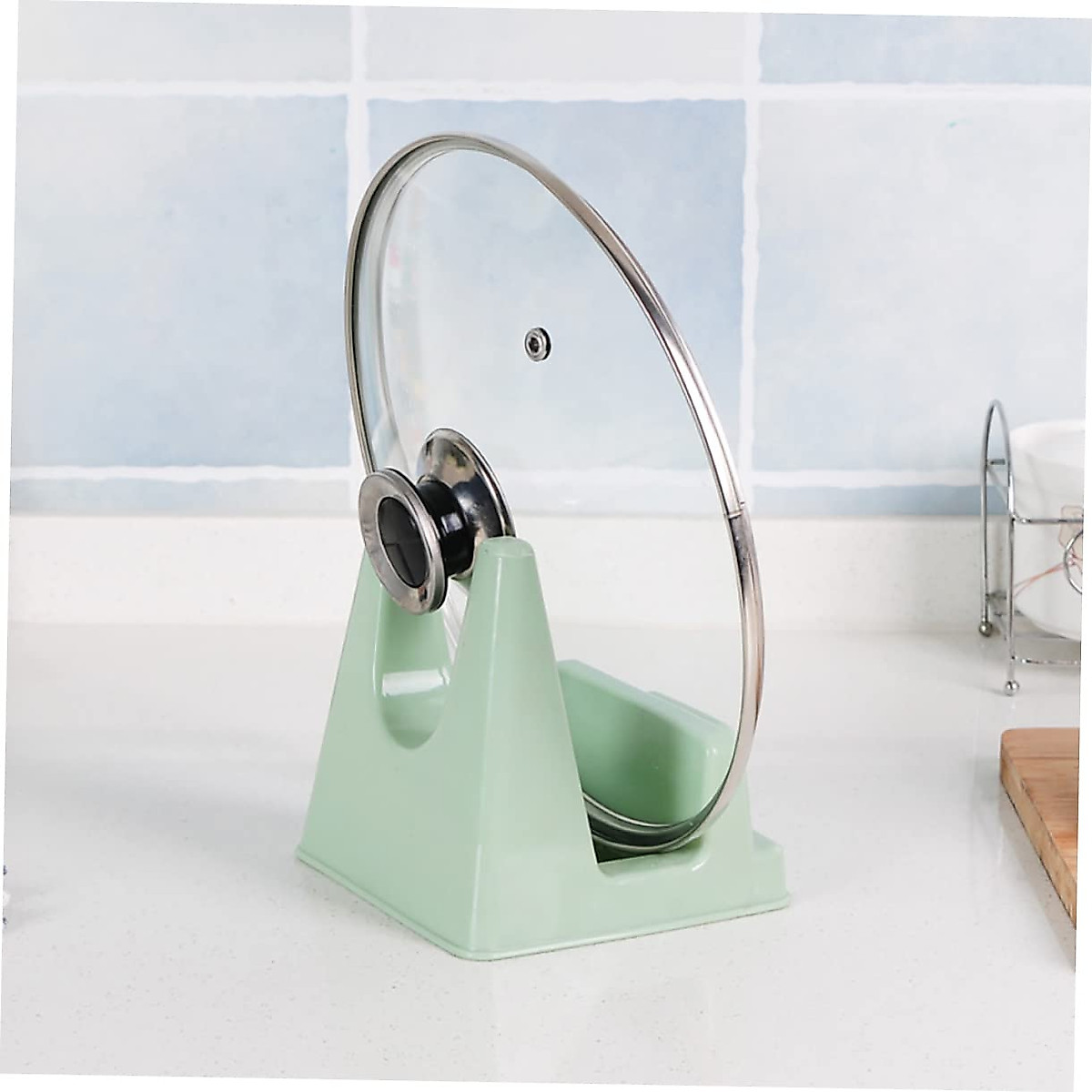 Anneome 2pcs Plastic Green Pan Lid Rack, Pot Cover Organizer, Storage Holder for Kitchen