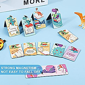 MWOOT 30Pcs Dinosaur Magnetic Bookmarks for Kids, Cute Magnet Page Markers Kit for Book Lover, Creative Magnetic Page Clips Bookmark Supplies for Students School Reading Lovers(15 Styles,4.5x3CM)