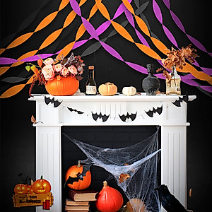 Halloween Party Streamers, Black Orange Purple Crepe Paper Kit 6 Rolls, Halloween Decorations Ceiling Hanging Backdrop Scary Party Supplies DIY Crepe Paper Roll