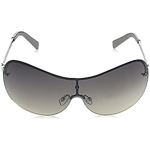 SOUTHPOLE Women's 444SP Vintage 90s Metal Shield Rectangular Sunglasses (139mm) -UV400 Protection, Trendy Gift, Silver & Grey, 139 mm