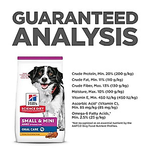 Hill's Science Diet Oral Care, Adult 1-6, Small & Mini Breeds Plaque & Tartar Buildup Support, Dry Dog Food, Chicken, Rice, & Barley, 12.5 lb Bag