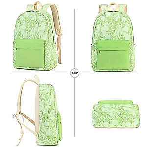 LEDAOU Backpack for Girls School Bag Kids Bookbag Teen Backpack Set Daypack with Lunch Bag and Pencil Case (Green)
