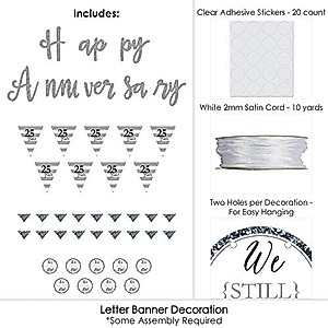 Big Dot of Happiness We Still Do - 25th Wedding Anniversary - Anniversary Party Letter Banner Decoration - 36 Banner Cutouts and Happy Anniversary Banner Letters