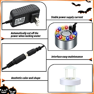 Kanayu 2 Sets Halloween Ultrasonic Mist Maker Fogger 12 LED Lights Aluminum Mister with Adjustable Fog Controller Splash Guard for Water Fountain Pond Fishtank (Plastic, Bright Style)