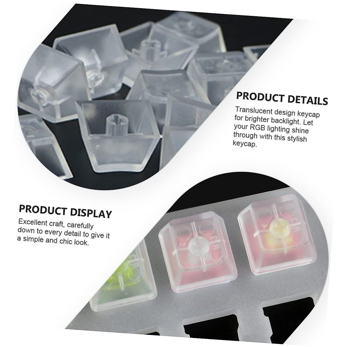 KOMBIUDA 30 pcs Mechanical Backlit Printed Cover Keyboard Accessory Transparent Translucent Not Crystal Blank Professional Keycaps for Gaming Replacement Clear Keycap