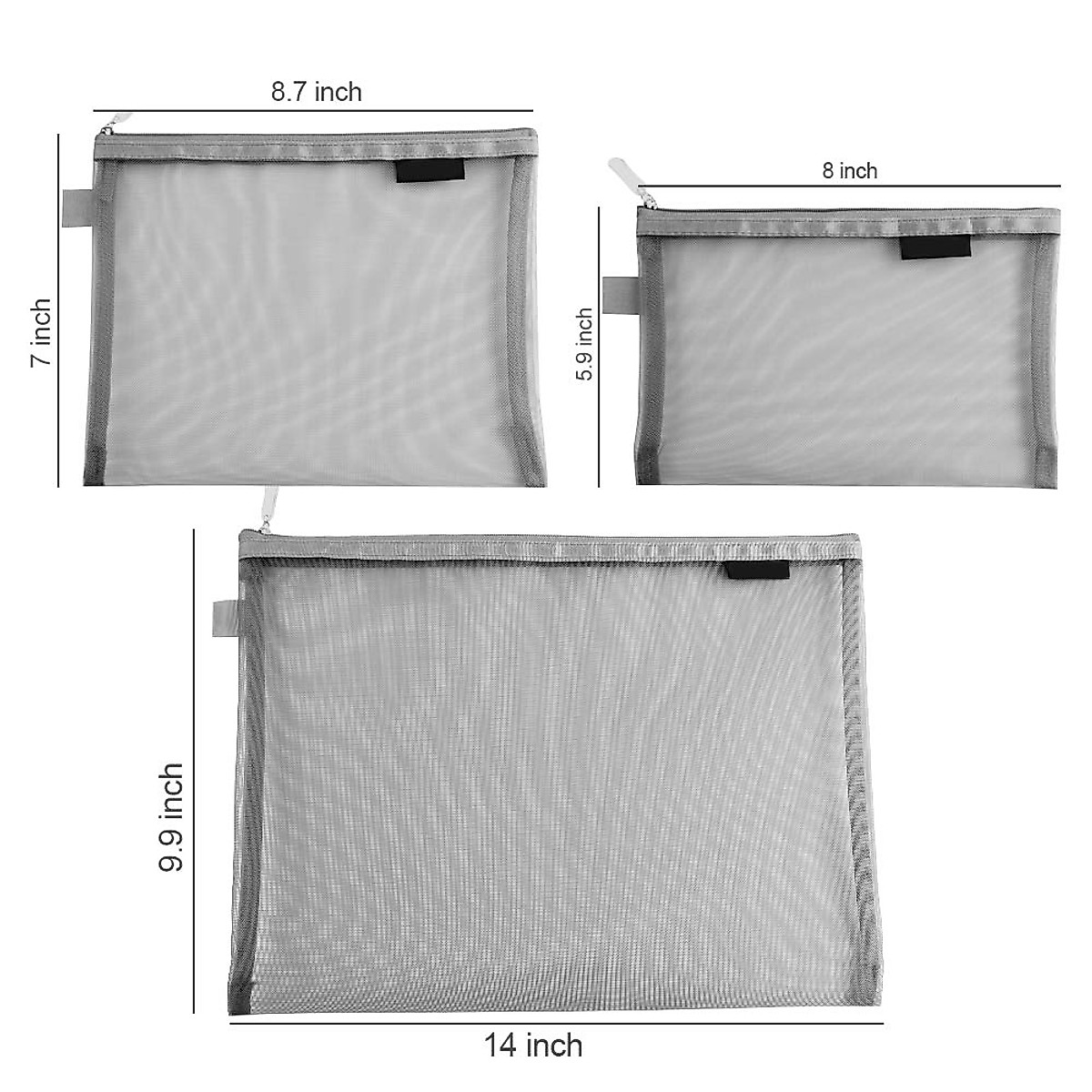 Topfinder Clear Cosmetic Bags Zip Makeup Mesh Bags Pencil Case Pouch Travel Toiletry Kit Set Storage Case (Grey)