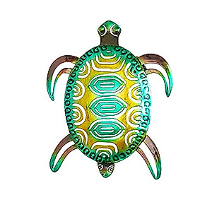 Erbacan Sea Turtle Wall Metal Art Decor,Feng Shui Outside House warming Gift Wall Decorations,Beach Theme for Garden Bathroom Outdoor Fence Patio Pool -Green