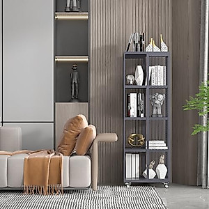 XYZTech Industial Style Shelving Open Shelves with Wheels Cold Rolled Steel Rolling Shelf 4-Tier Display Rack Shelf Unit on 360° Casters