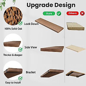 LUDORU 36 Inch Oak Floating Shelves - 10 Inches Deep Solid Oak Floating Shelves for Wall, Rustic Wood Live Edge Floating Shelves Wall Mounted, Heavy Duty Large Floating Shelf for Under TV, Any Room.