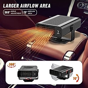kancehinage Car Heater 12V 120W Portable 2 in 1 Heating and Cooling Fan with Plug in Cigarette Lighter Windshield Defogger and Defroster 360°Rotatable Base With Car Cigarette Lighter Splitter