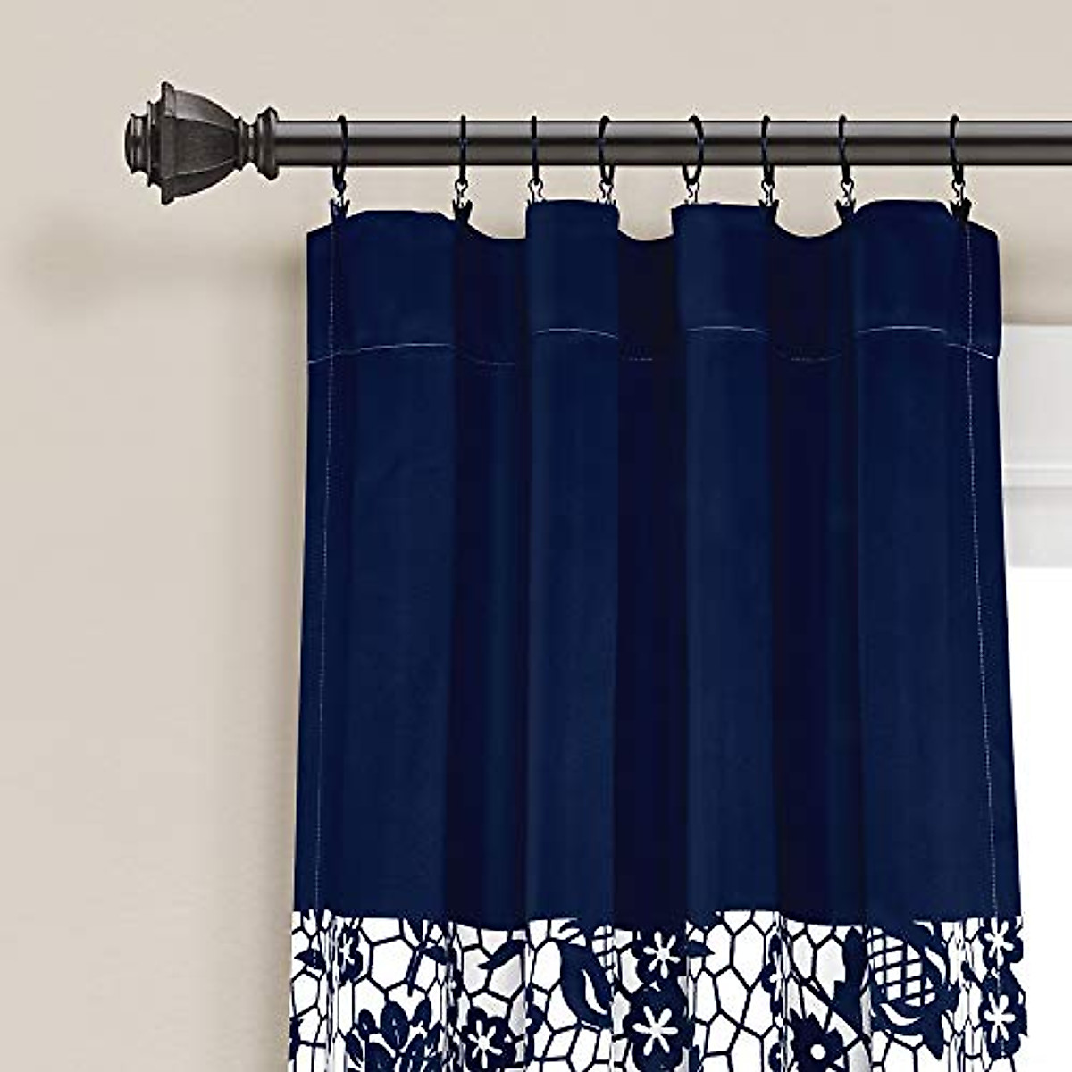 Lush Decor Lush DÉCOR Navy Estate Garden Print Curtains Room Darkening Window Panel Set for Living, Dining, Bedroom (Pair), 84” Long x 52” Wide
