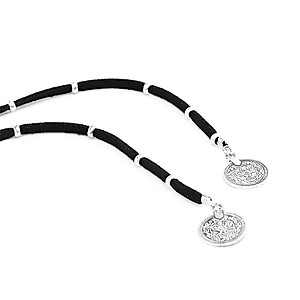 fxmimior Velvet Wrap Gothic Choker Silver Coin Pendant Long Chain Party Wedding Necklace Jewelry for Women (black)