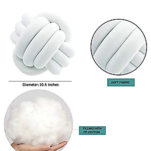 Naibyuki Knot Ball Pillow Household Throw Pillow Short Plush Knot Ball Pillow Home Decorative Waist Cushion Pillow for Couch Bed Car Office (White,Diameter:10.6 inches)