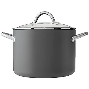 GreenPan Lima Hard Anodized Healthy Ceramic Nonstick 8QT Stock Pot with Lid, PFAS-Free, Oven Safe, Gray