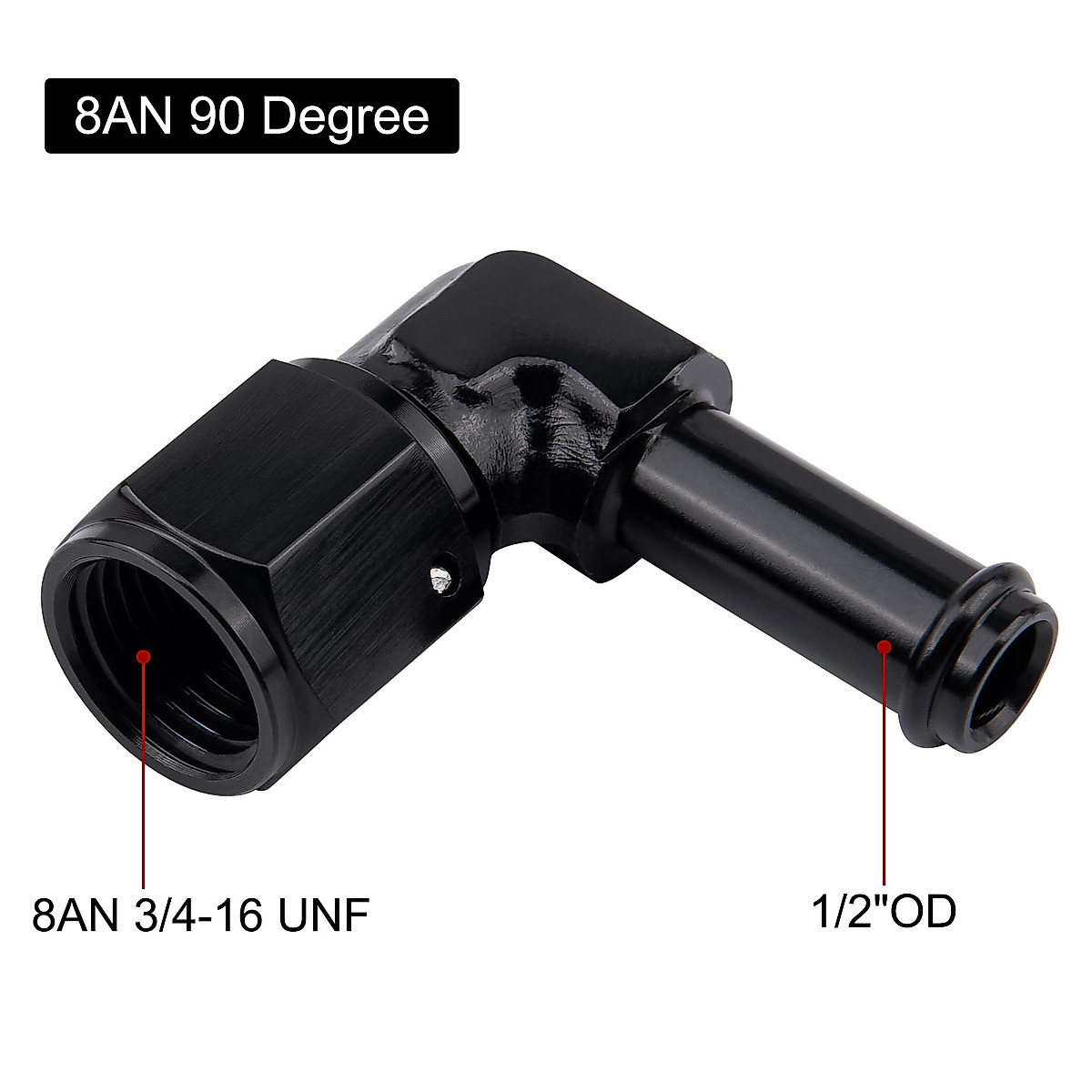 EVIL ENERGY 8AN Female to 1/2" Barb Hose Fitting 90 Degree Swivel