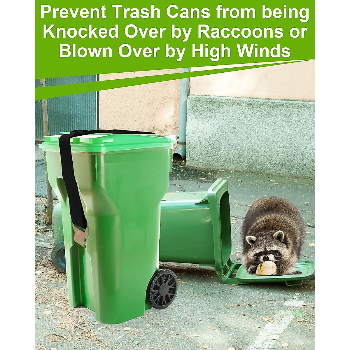 Bear Proof Trash Can Lid Lock, Universal Adjustable Garbage Can Locks for Raccoons Squirrels Dogs, No-Drill Trash Bin Security Strap Outdoor to Prevent Animals and Strong Winds (2)