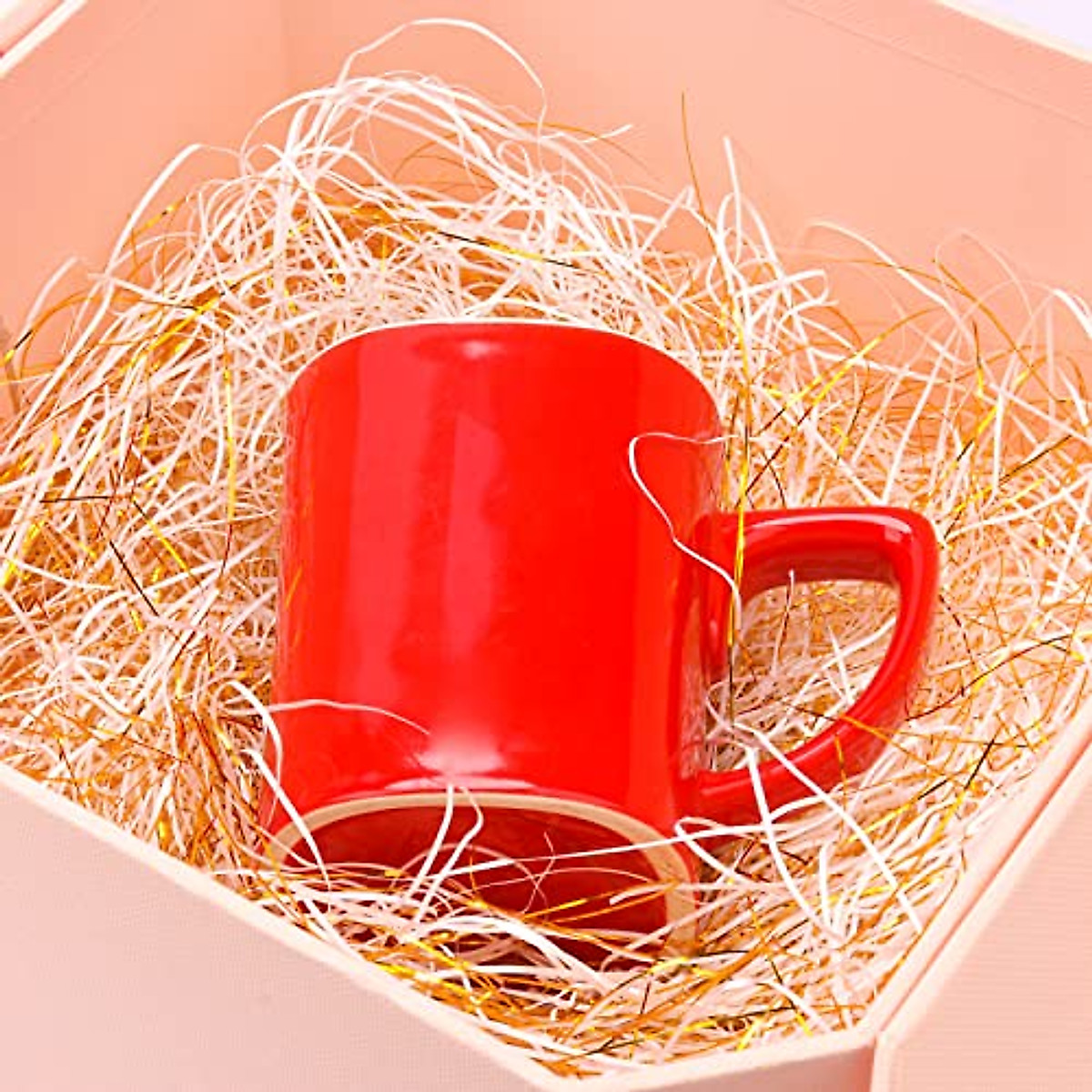 Zwish 1LB Basket Filler Iridescent Film PP Hamper Shreds Paper Shredded Crinkle Confetti for fo Gift Basket, Bags Packaging Filling-White & Gold