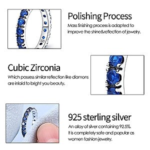 KUNSIR 925 Silver Rings for Women Cubic Zirconia Ring Rings for Women Sterling Silver Rings Wedding Band Rings Gift Ring Sterling Silver Rings Size 7-9