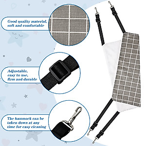 2 Pieces Reversible Cat Hanging Hammock Soft Breathable Pet Cage Hammock with Adjustable Straps and Metal Hooks Double-Sided Hanging Bed for Cats Small Dogs Rabbits (Cat and Plaid,L)