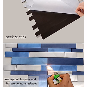 Weimeisc 10 Sheets Peel and Stick Backsplash Tile for Kitchen, Self-Adhesive Mosaic Tile, Stick on Bathroom Vanities，Fireplace Décor, Laundry Table(11.25" X 12.7") (Blue Series)