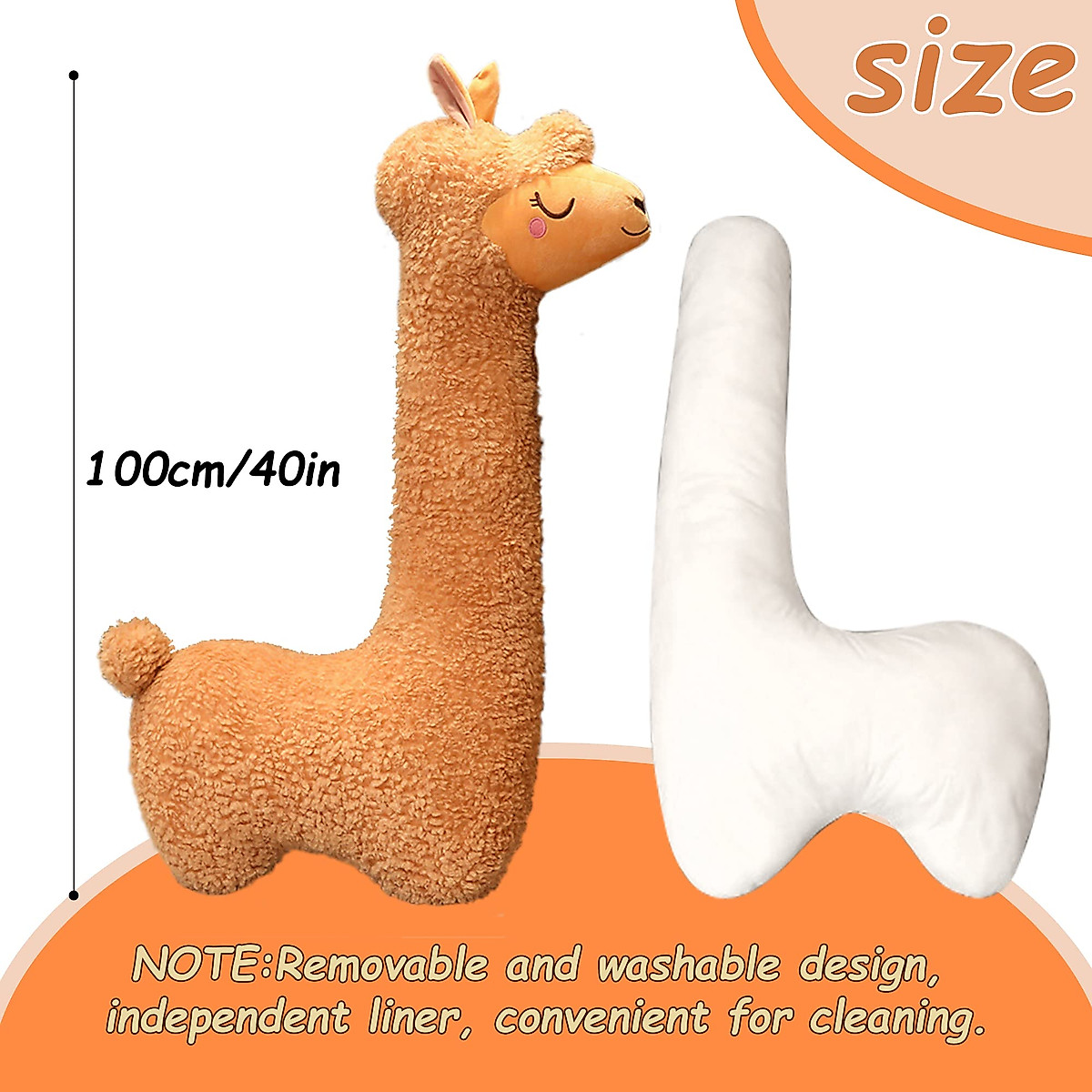 Deaboat 40" Giant Alpaca Plush Pillow Llama Stuffed Animal Toys Llama Long Body Plushie Home Decor for Girls Kids Adults