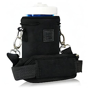 Made Easy Kit Neoprene Water Bottle Carrier Holder with Adjustable Shoulder Strap for Insulating & Carrying Water Container Canteen Flask Available in 5 Sizes (Black, L (32oz / 1.5L))