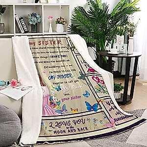 Sister Gifts Birthday Gifts for Sister Throw Blanket,Sister Birthday Gifts from Sister,Sister Christmas Valentines Day Gifts,Gifts for Big Sister-Bestie -Sister in Law Soft Warm Throws Blanket