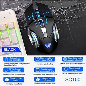 AULA Gaming Keyboard and Mouse Combo, F2088 Wired Mechanical Keyboard Black + SC100 Wireless Mouse Black + Mouse Pad, LED Keyboard Mouse Set