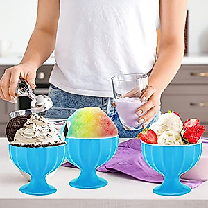 Lallisa 6 Pcs 12 oz Ceramic Dessert Bowls Set, Ice Cream Bowls Tulip Dessert Sundae Cups Durable Cute Elegant Trifle Bowl for Milkshakes, Parfaits, Cereal, Nut, Fruit, Pudding, Salad (Blue)