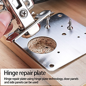 10 Pcs Cabinet Hinge Repair Plates Kits, Kitchen Cupboard Door Hinge Repair Plates, Stainless Steel Hinge Repair Fixing Bracket Plate Kit with Screws/Screwdriver for Kitchen Furniture Cabinet Door