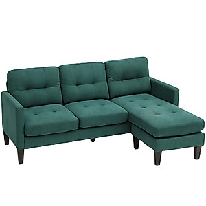 L-Shaped Sectional Modern Sofa - Convertible Sofa Sleeper Sofa Bed Couch Set with Reversible Chaise, Lounge Sofa Modular Cloud Sofa Couch for Living Room Apartment Small Space (Green)