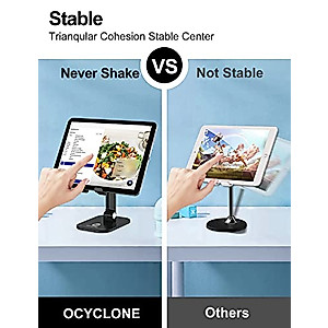 OCYCLONE Cell Phone Stand, iPad Stand, Adjustable Height and Angle Phone Stand for Desk, Foldable Phone Holder, Taller iPhone Stand Compatible for 4-11 Inch All Mobile Phone/iPad/Tablet - Black