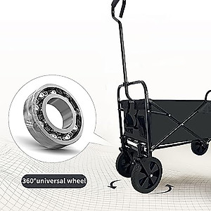 Wagon Cart with Wheels Foldable,Utility Garden Cart with Canopy,Outdoor Utility Collapsible Folding Wagon with Heavy-Duty Steel Frame,Collapsible Wagon,Trolley Cart Carry up to 150 Pounds