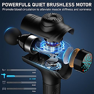 RAEMAO Massage Gun Deep Tissue, Back Massage Gun for Athletes for Pain Relief Attaching 10 PCS Specialized Replacement Heads, Percussion Massager with 10 Speeds & LED Screen, Black