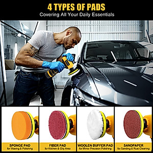 Cordless Polisher & Cleaner Kit, 2Pcs 16.8V 3.0Ah Rechargeable Batteries, 30 Accessories, 3" Mini Cordless Buffer Polisher for Car Detailing, 7000PRM High Speed for Polishing/Sanding/Waxing/Cleaning