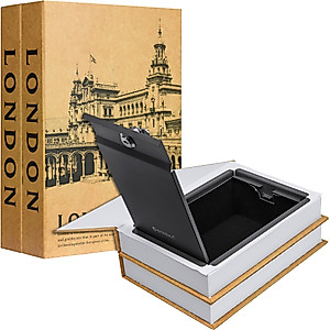 Barska Portable Diversion Dual Book Safe Concealed Lock Box for Secure and Discreet Hidden Storage of Valuables and Personal Items - London & London