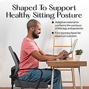 SUTERA Proper Posture Seat Cushion for Office Chair or Car Seat, Superior Memory Foam for Support and Back Pain Relief, Rubber Grips Underneath to Prevent Shifting (17.7x16x4.3 inches)